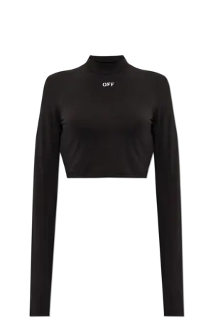 Off-White Short Top With Long Sleeves - Black