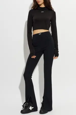 Off-White Short Top With Long Sleeves