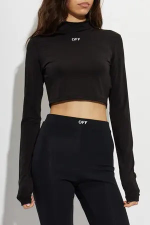 Off-White Short Top With Long Sleeves