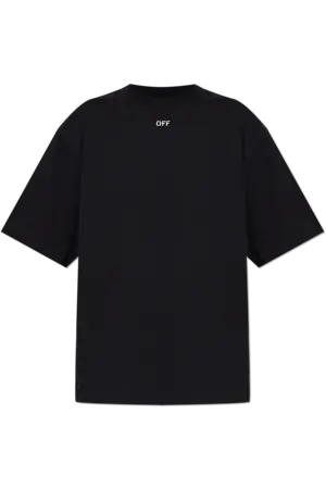Off-White Cotton T-shirt With Embroidered Logo And Floral Motif