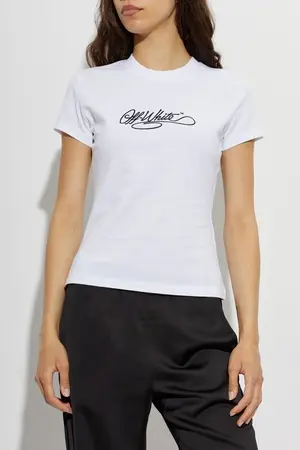 Off-White T-shirt With Embroidered Kogo