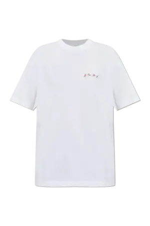 Off-White T-shirt With Floral Logo Detail