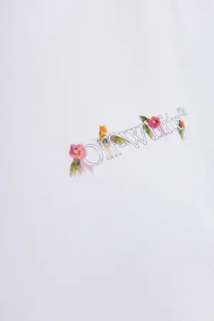 Off-White T-shirt With Floral Logo Detail