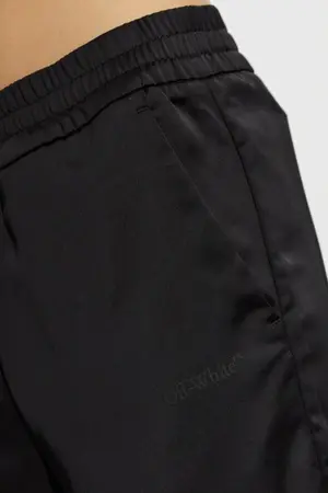 Off-White Satin Pants With Printed Logo