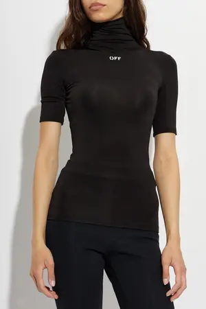 Off-White Fitted Top With Turtleneck