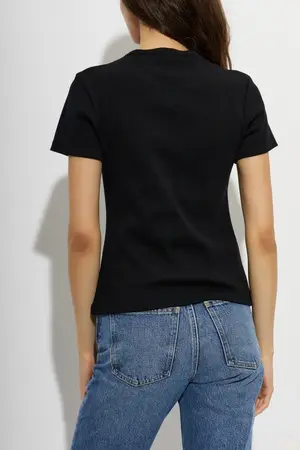 Off-White Ribbed Top With Embroidered Logo