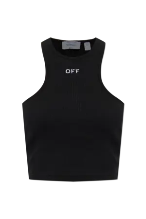 Off-White Ribbed Sleeveless Top - Black