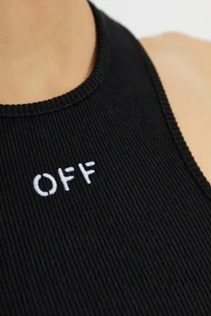 Off-White Ribbed Sleeveless Top