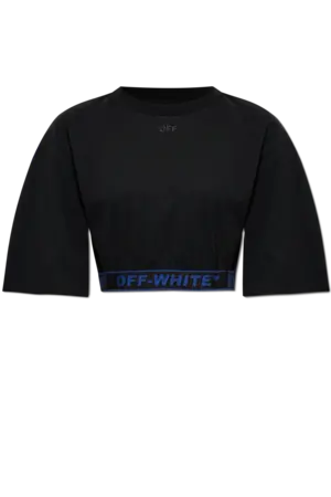 Off-White Short Top With Logo - Black