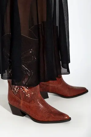 Kurt Geiger Rodeo Bow Leather Cowboy Boots