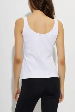 Off-White Ribbed Top With Embroidered Logo