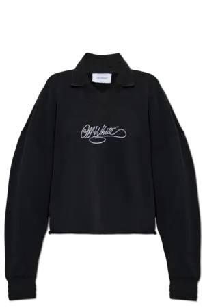 Off-White Oversized V-neck Sweatshirt - Black