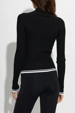 Off-White Ribbed Top With Turtleneck