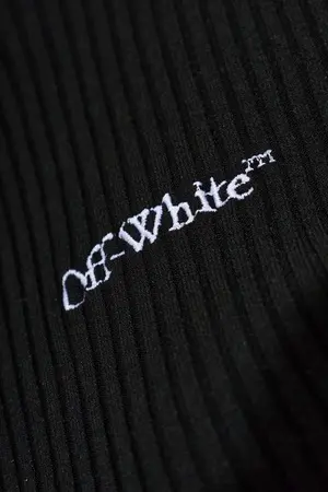 Off-White Ribbed Top With Turtleneck