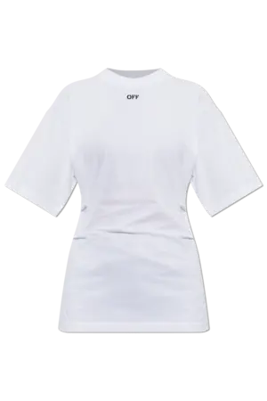 Off-White T-shirt With Pleats - White