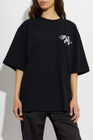 Off-White T-shirt With Embroidered Logo