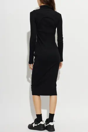Off-White Pencil Dress With Turtleneck