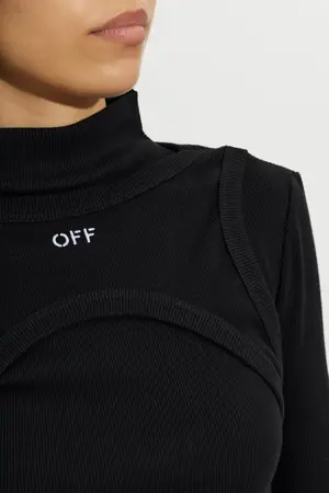 Off-White Pencil Dress With Turtleneck