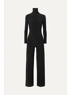 Norma Kamali Stretch-jersey Turtleneck Wide-leg Jumpsuit - Black