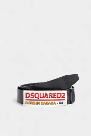 Dsquared2 Logo Plaque Leather Belt - Black