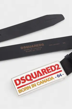 Dsquared2 Logo Plaque Leather Belt