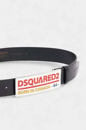Dsquared2 Logo Plaque Leather Belt