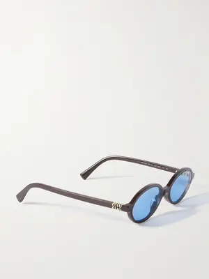 Miu Miu Oval-frame Acetate Sunglasses - Brown