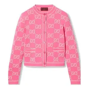 Gucci Gg Cotton Jacquard Cardigan - Pink