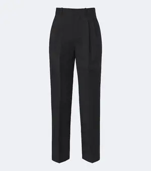 JIL SANDER Pleated Wool And Mohair Straight Pants - Black