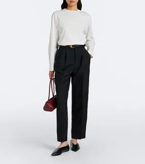 JIL SANDER Pleated Wool And Mohair Straight Leg Trousers