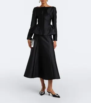 Roland Mouret Taffeta Midi Skirt