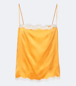 DÔEN Loure Lace-trimmed Silk Camisole - Orange