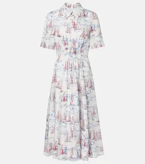 EMILIA WICKSTEAD Khloe Printed Wool Midi Dress - White
