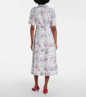 EMILIA WICKSTEAD Khloe Printed Wool Midi Dress - White