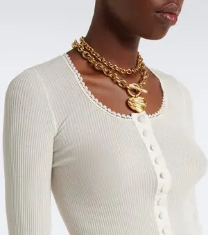 Chloé Ribbed-knit Cotton And Silk Jersey Top - White