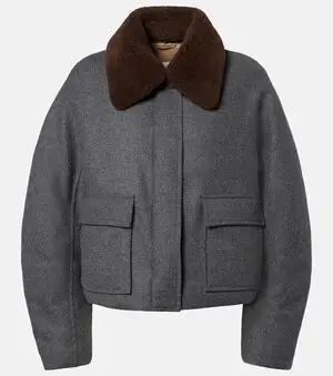 Brunello Cucinelli Shearling-trimmed Alpaca-blend Down Jacket - Grey