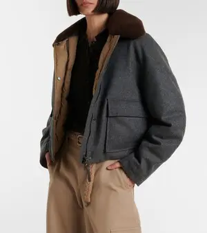 Brunello Cucinelli Shearling-trimmed Alpaca-blend Down Jacket - Grey