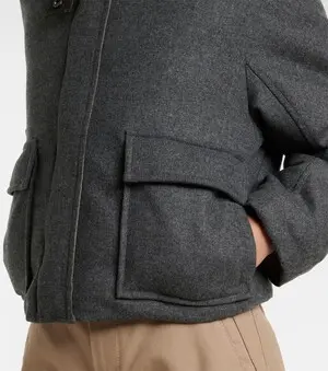 Brunello Cucinelli Shearling-trimmed Alpaca-blend Down Jacket - Grey
