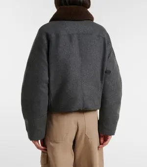 Brunello Cucinelli Shearling-trimmed Alpaca-blend Down Jacket - Grey