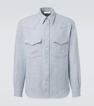 UMIT BENAN Kevin Cashmere And Silk Western Shirt - Blue