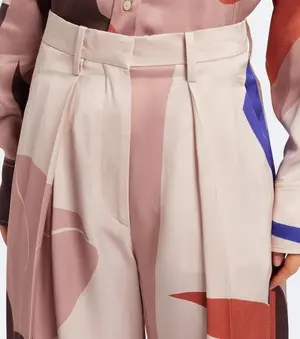 Victoria Beckham Printed Satin Wide-leg Pants