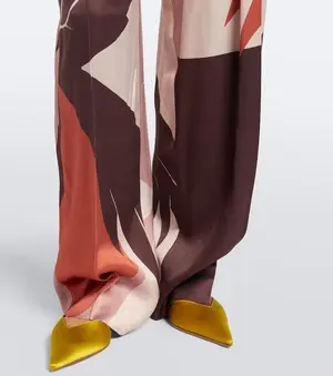 Victoria Beckham Printed Satin Wide-leg Pants