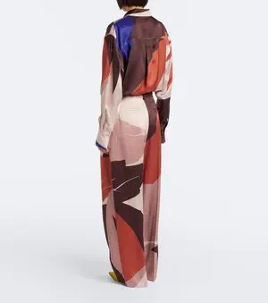Victoria Beckham Printed Satin Wide-leg Pants