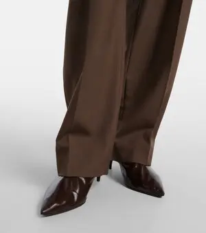 Khaite Somera Pleated Virgin Wool Straight Pants - Brown