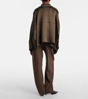 Khaite Somera Pleated Virgin Wool Straight Pants - Brown