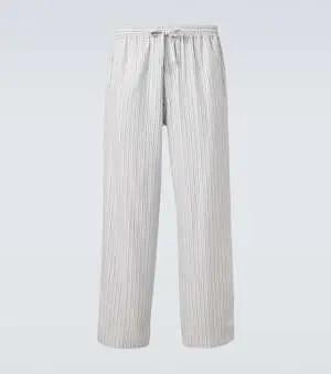 UMIT BENAN Julian Striped Cotton Wide-leg Pants - White