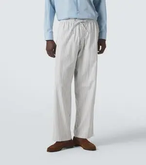 UMIT BENAN Julian Striped Cotton Wide-leg Pants - White