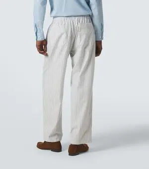 UMIT BENAN Julian Striped Cotton Wide-leg Pants - White
