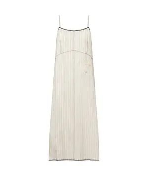 Prada Striped Midi Dress With Bow Detail - Yellow