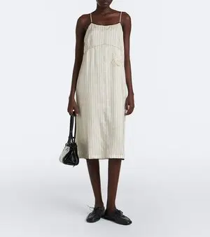 Prada Striped Midi Dress With Bow Detail